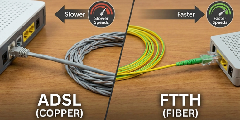 So sánh FTTH và cáp đồng ADSL – loại nào phù hợp? - VTXVN